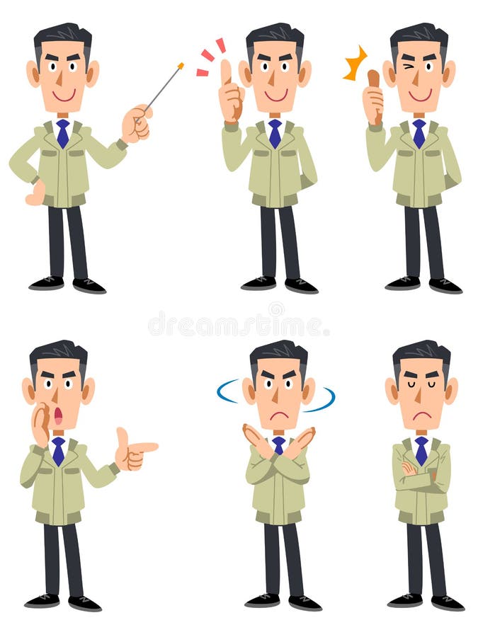 6 Types Masculins D'ensemble D'expression Du Visage Et De Geste ...