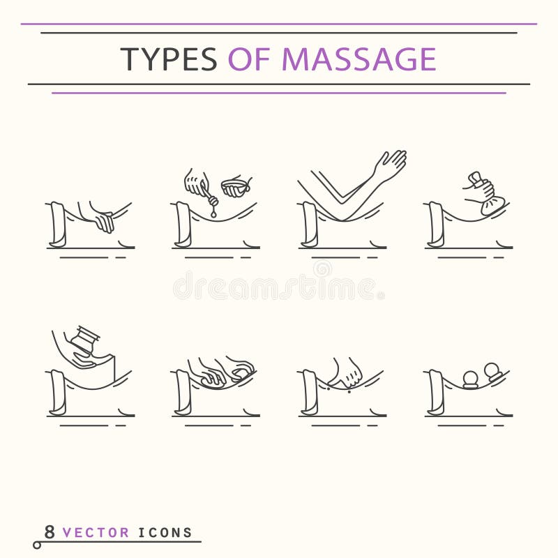 Types of massage stock vector. Illustration of back, sign - 95418964