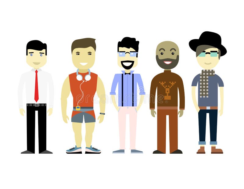 Types of Men, Different Characters, Set Collection, Vector Illustration ...