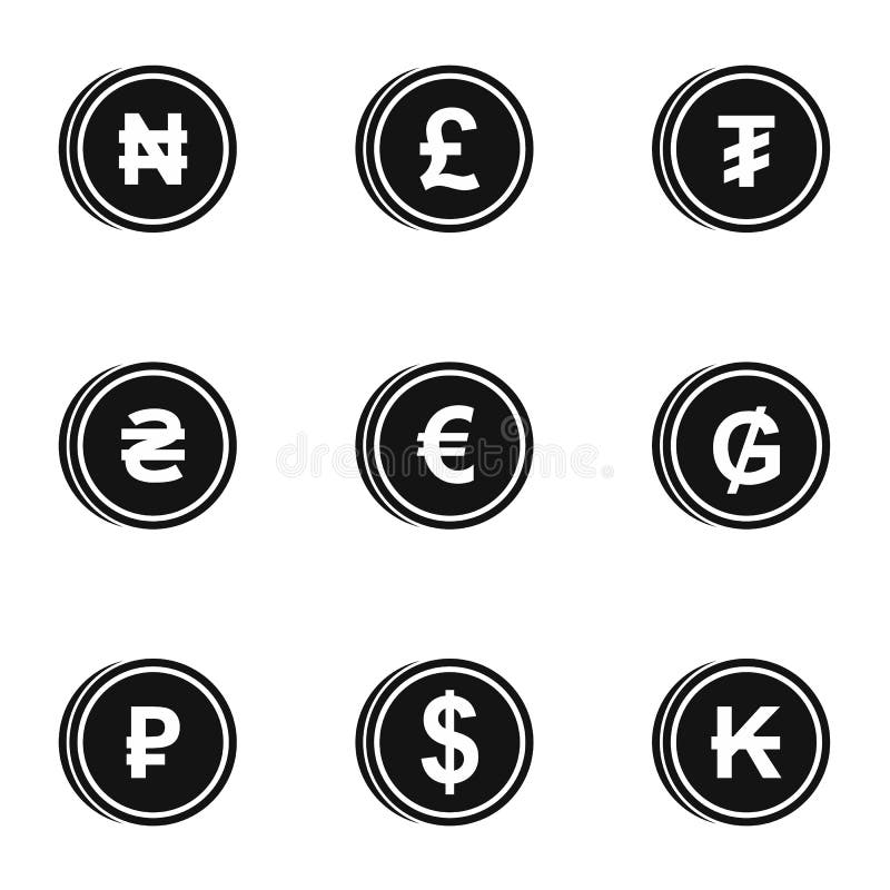 Types of Money Icons Set, Simple Style Stock Vector - Illustration of ...