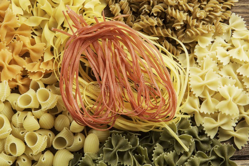 Types of pasta stock image. Image of spaghetti, yellow - 102666975