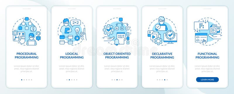Types of Programming Paradigms Blue Onboarding Mobile App Screen Stock ... Types of Programming Paradigms Blue Onboarding Mobile App Screen Stock ...