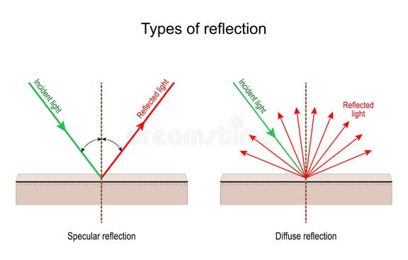 Types of Reflection. Specular and Diffuse Reflection Stock Vector ...