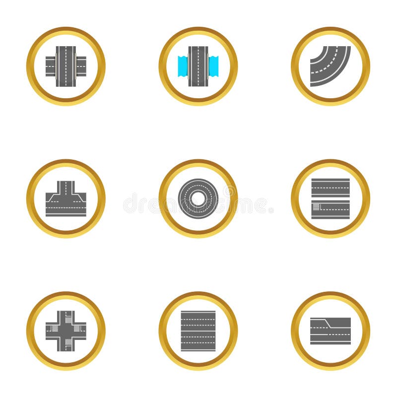 Types of Road Icons Set, Cartoon Style Stock Vector - Illustration of ...