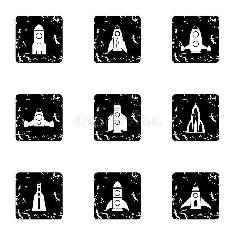 Types of Rocket Icons Set, Grunge Style Stock Vector - Illustration of ...