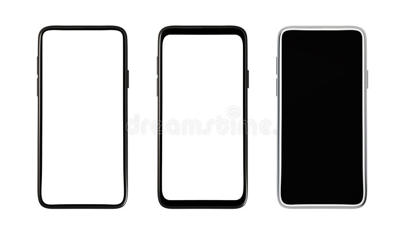 3 Types of Smartphones Isolated in White Background Stock Photo - Image ...