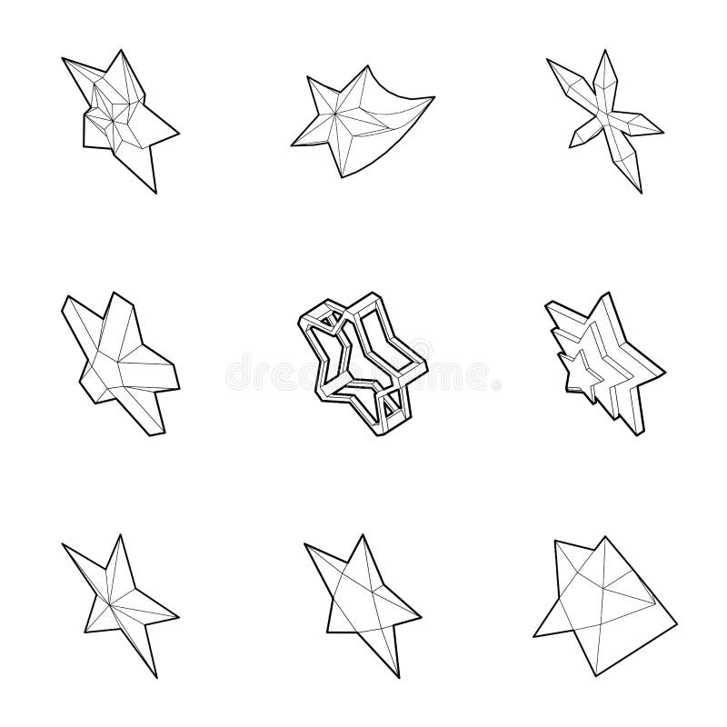 Types of Stars Icons Set, Outline Style Stock Vector - Illustration of ...