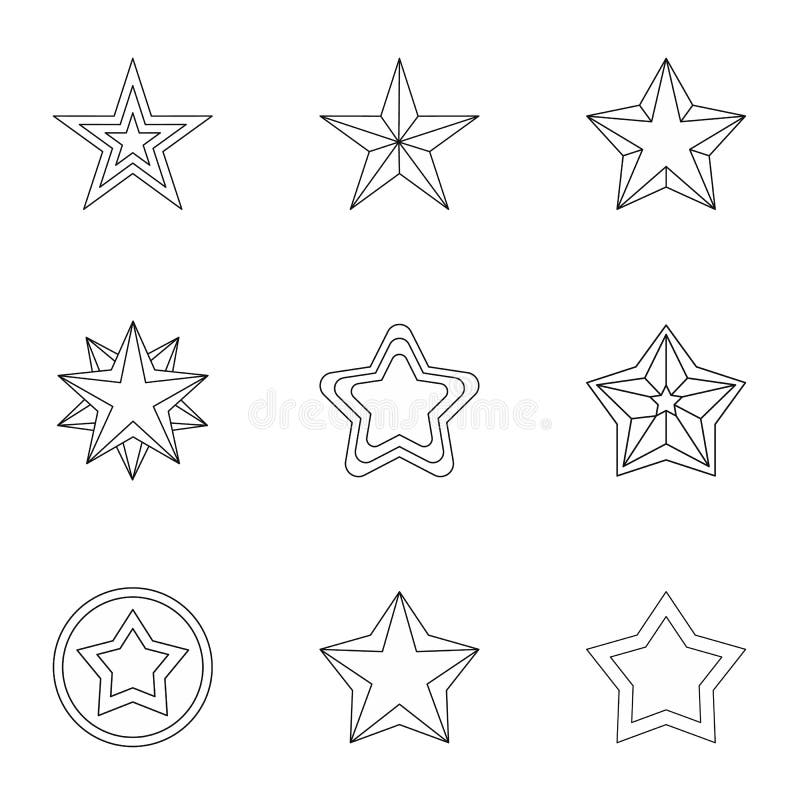 Types of Stars Icons Set, Simple Style Stock Illustration ...