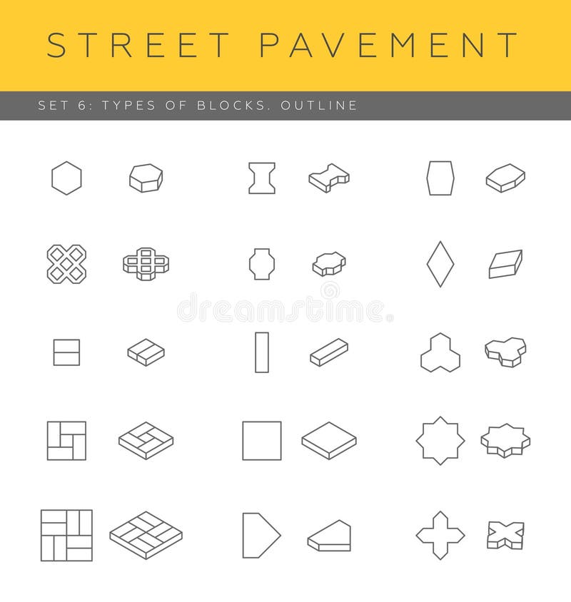Types of street pavement stock illustration. Illustration of brickwork ...