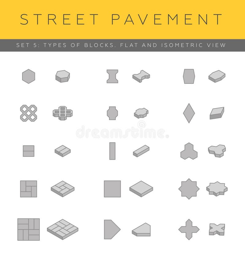 Types of street pavement stock illustration. Illustration of line ...