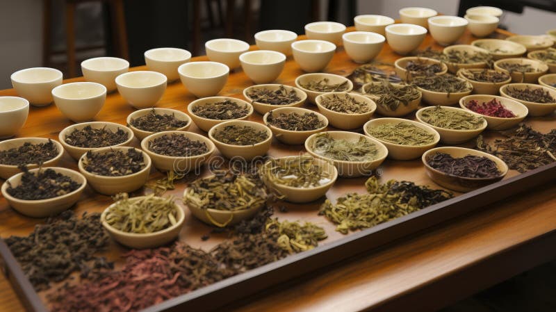 Types of Tea in a Cup and Leaves, Healing Tonic Drink. AI Generated ...