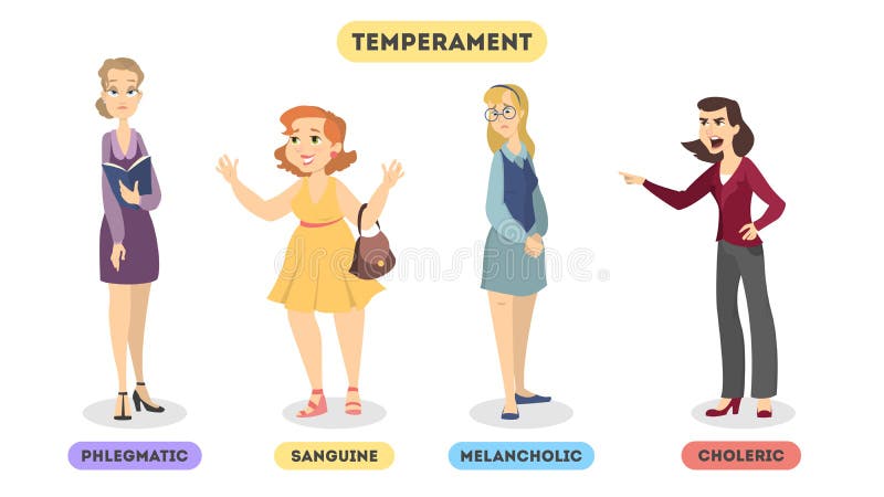 Types of temperaments. stock vector. Illustration of individuality ...
