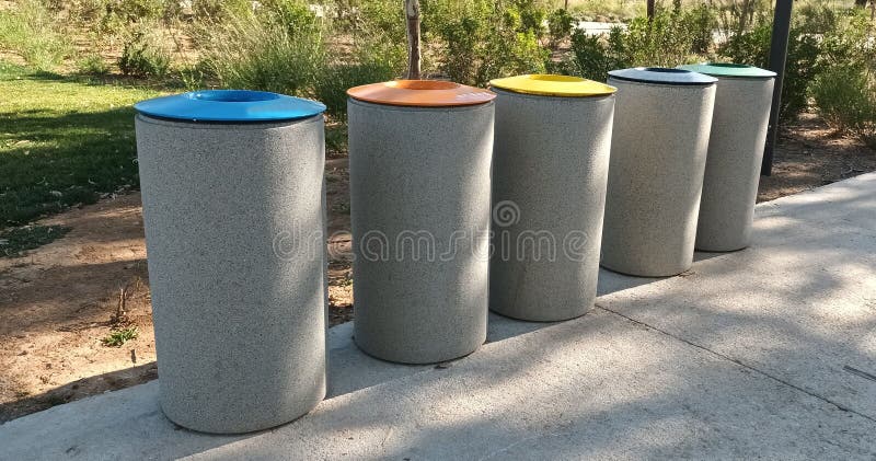Types of Trash Bins for Waste Sorting Outdoors Stock Image - Image of ...