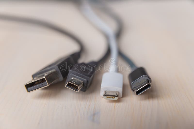 Types of Usb connectors. stock image. Image of cable - 211105765