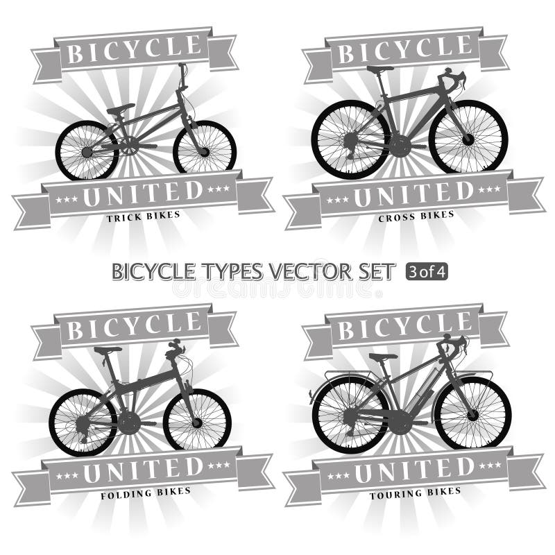 Types Van Fietsen in De Vorm Van Silhouetten Vector Illustratie ...