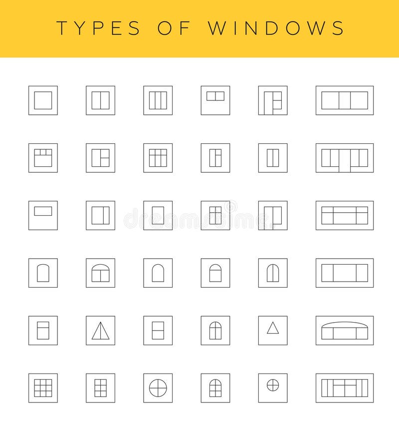 Types van vensters stock illustratie. Illustration of kader - 59876750