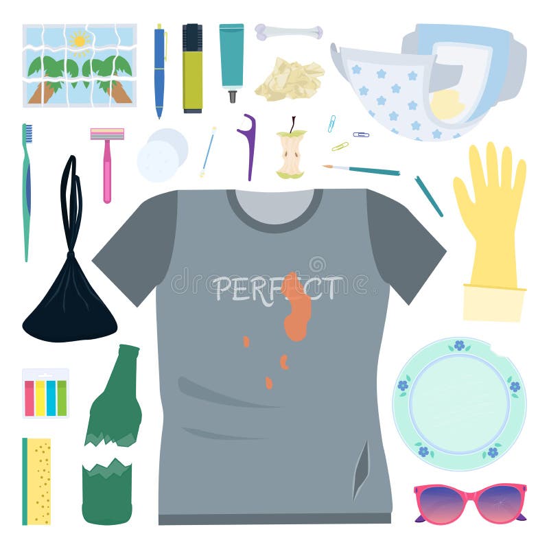 Types of Waste. Different Old, Used, Damaged and Broken Objects Stock ...