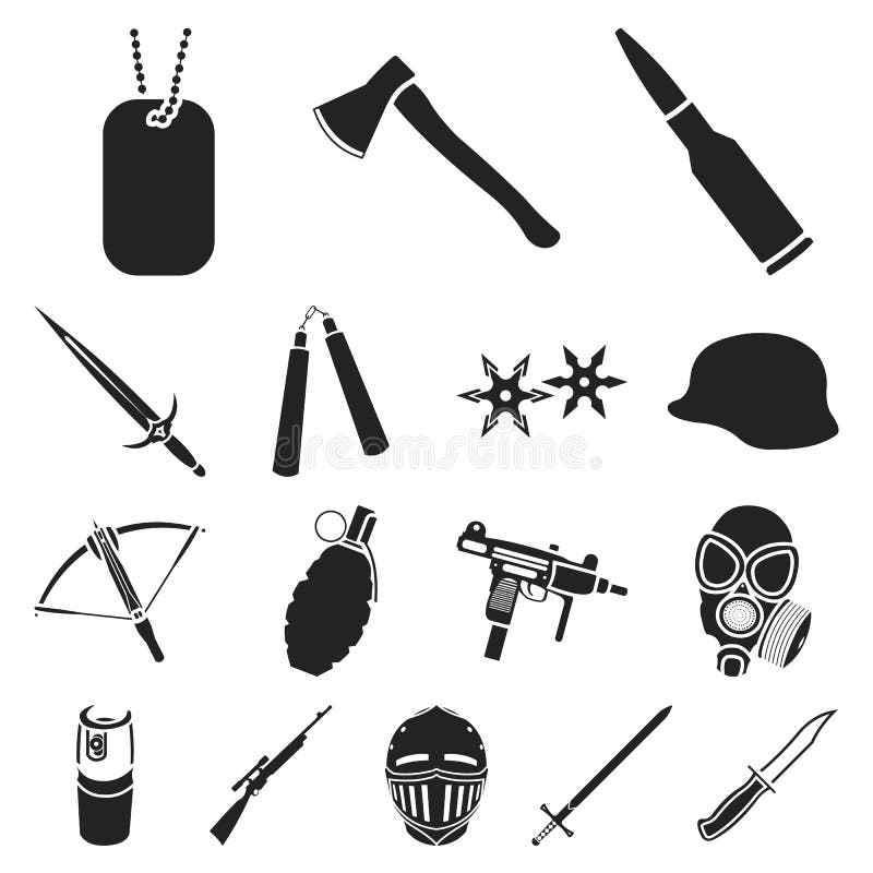 Types of Weapons Black Icons in Set Collection for Design.Firearms and ...