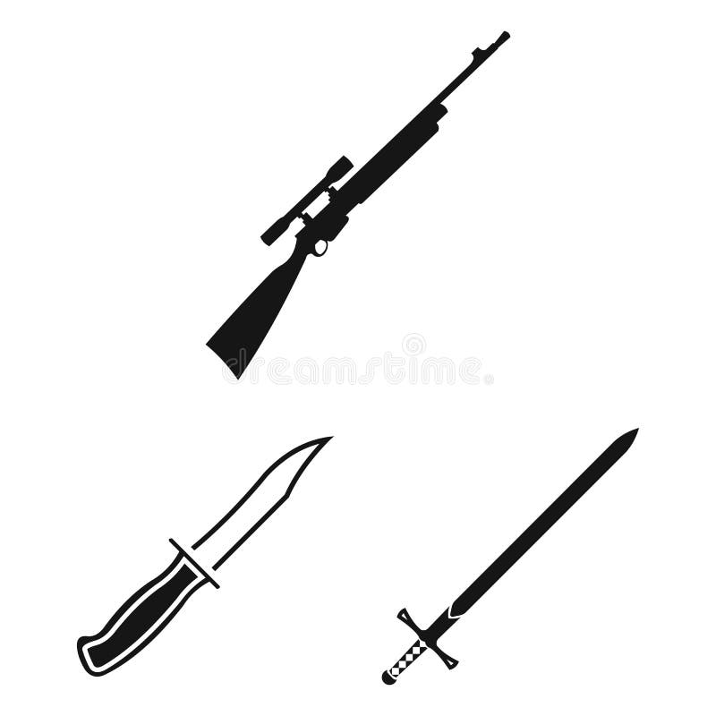 Types of Weapons Black Icons in Set Collection for Design.Firearms and ...
