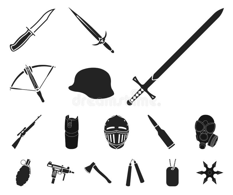 Types of Weapons Black Icons in Set Collection for Design.Firearms and ...
