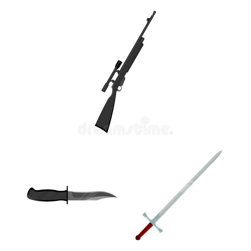 Types of Weapons Cartoon Icons in Set Collection for Design.Firearms ...