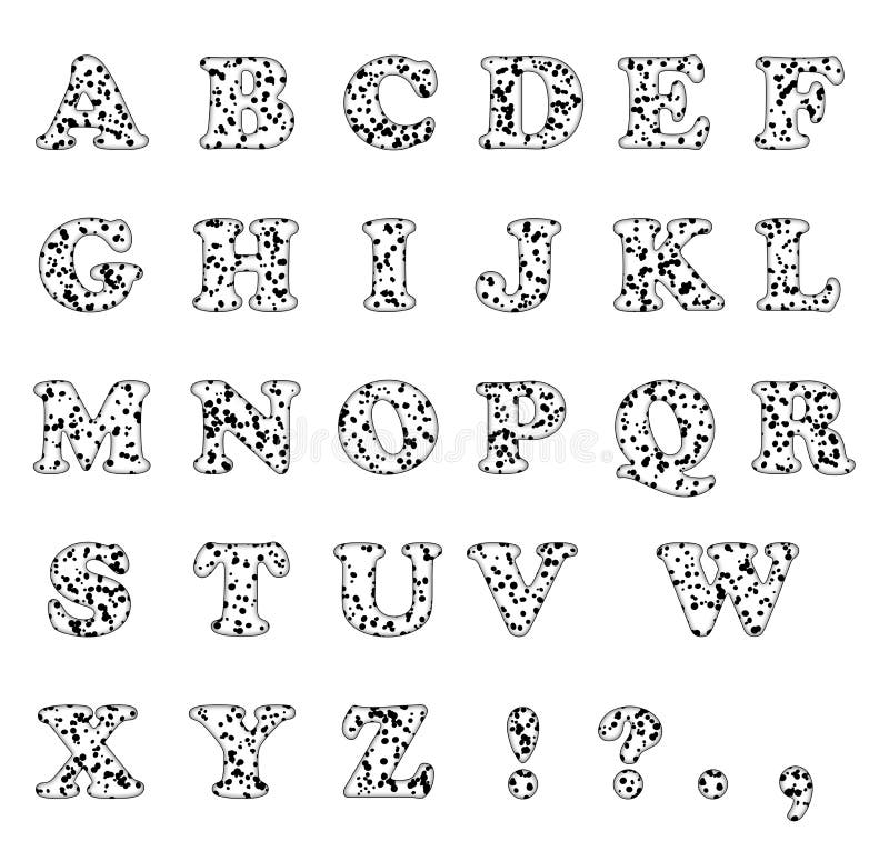 Typeset of Dalmatian Letters Stock Illustration - Illustration of text ...
