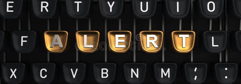 Typewriter with Alert Letters on Buttons Stock Illustration ...