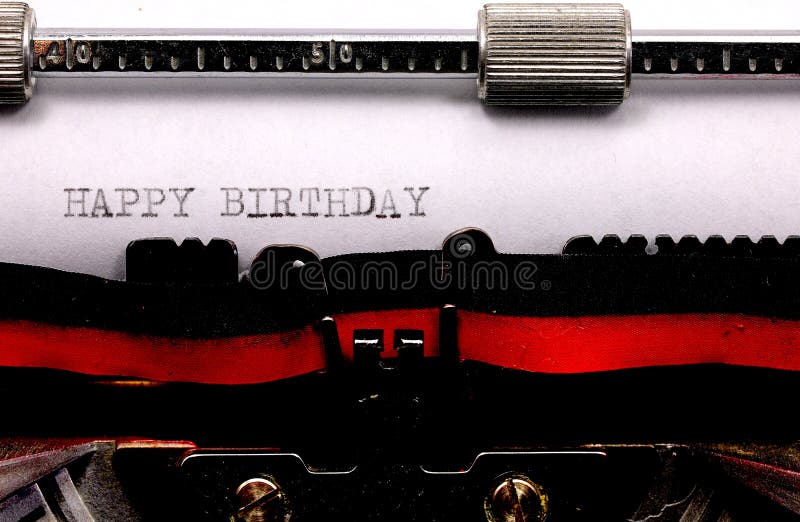 Typewriter with Black Ink Happy Birthday Text on White Paper Stock ...