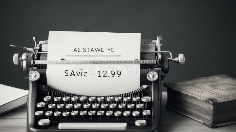 Typewriter Black and White Save Stock Illustration - Illustration of ...