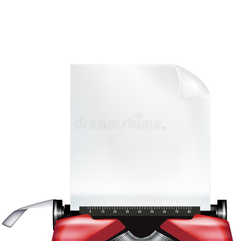 Typewriter and Blank Page Isolated Stock Vector - Illustration of print ...