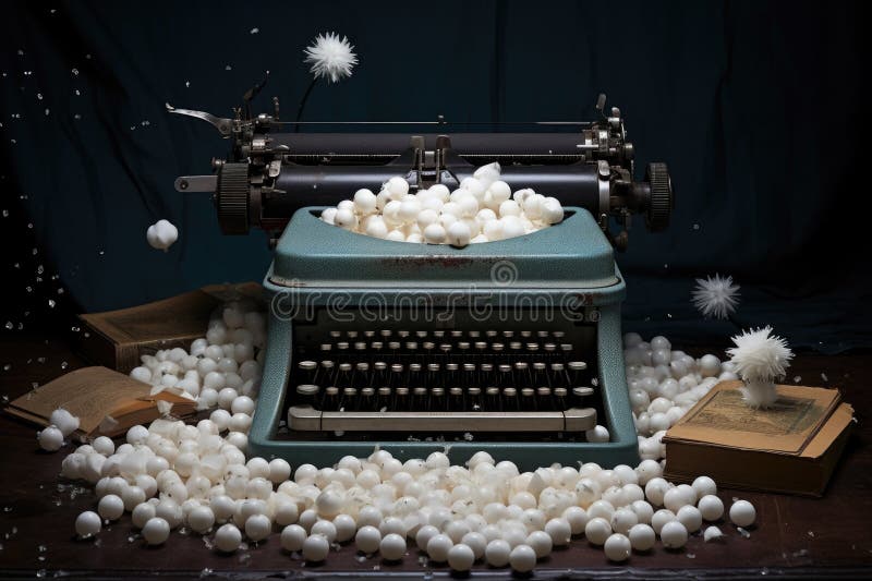 A Typewriter with a Blank Page, Surrounded by Crumbled Paper Balls ...