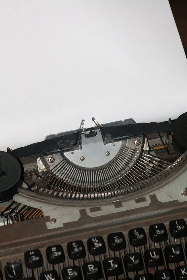 Typewriter with Blank White Paper Stock Photo - Image of manual ...