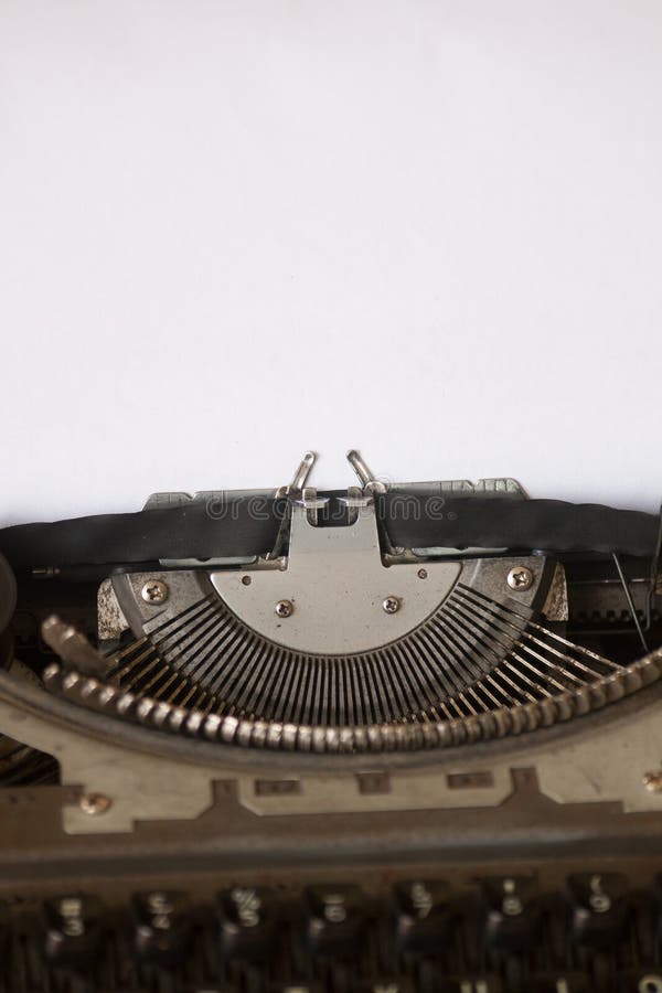 Typewriter with Blank White Paper Stock Photo - Image of manual ...