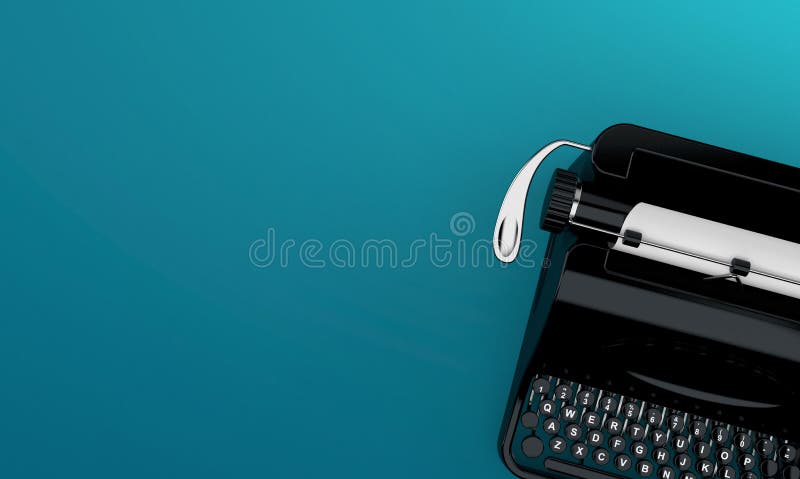 Typewriter on Blue Background Stock Illustration - Illustration of ...