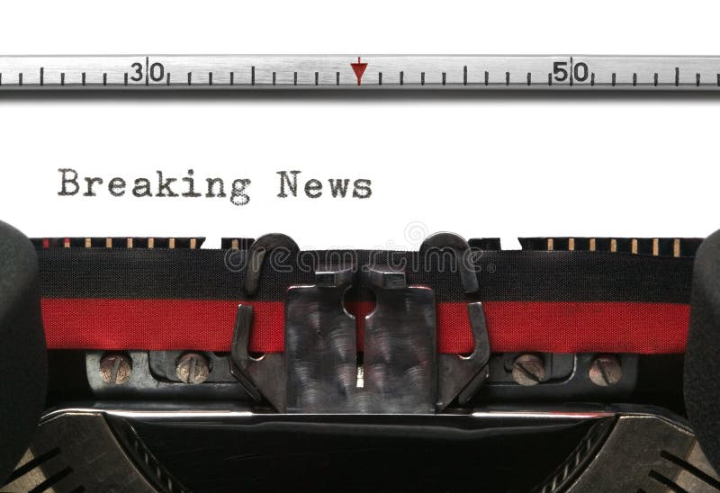 Typewriter Breaking News stock photo. Image of white, news - 4092220
