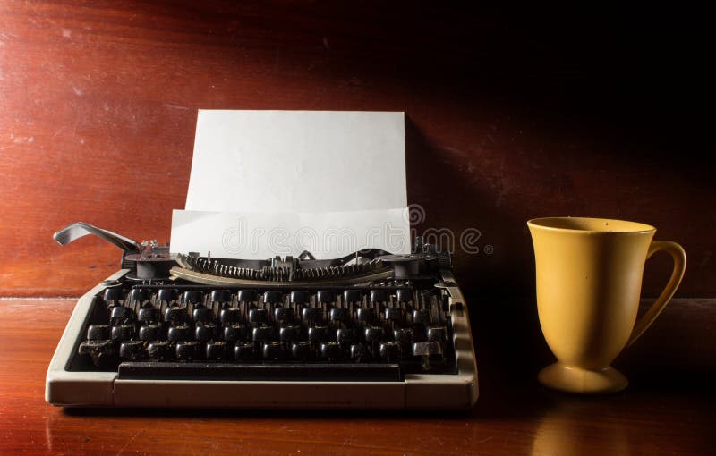 Typewriter with Coffee Cup,book and Eyeglasses,vintage Filtered Stock ...
