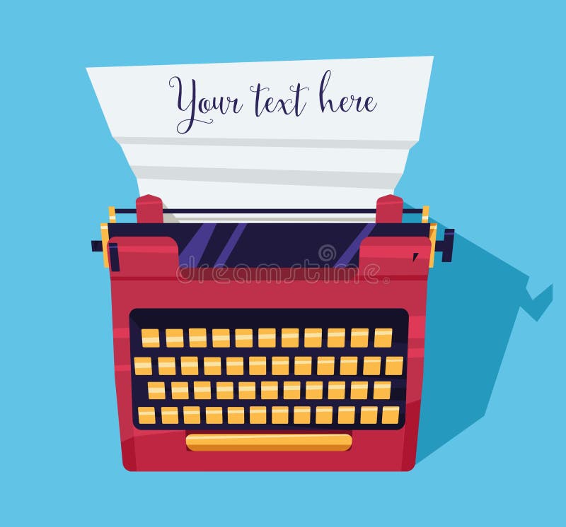Typewriter Color on the Table Stock Vector - Illustration of paper ...