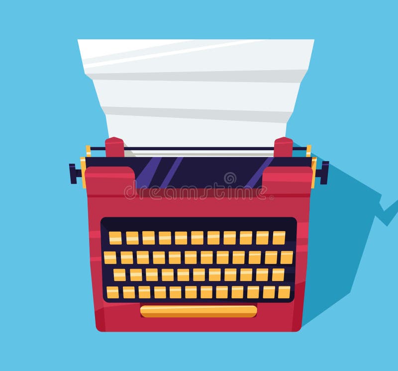 Typewriter Color on the Table Stock Vector - Illustration of paper ...