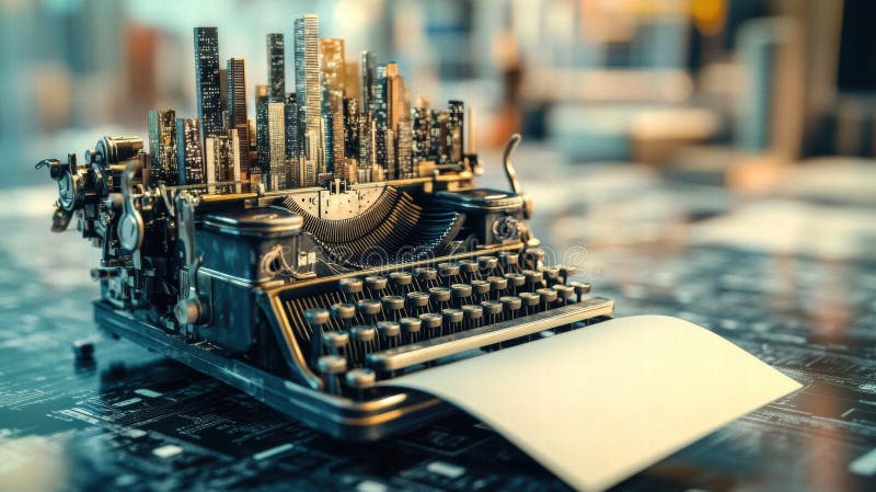 Typewriter Creates Cityscape on Paper with Urban Architecture and ...