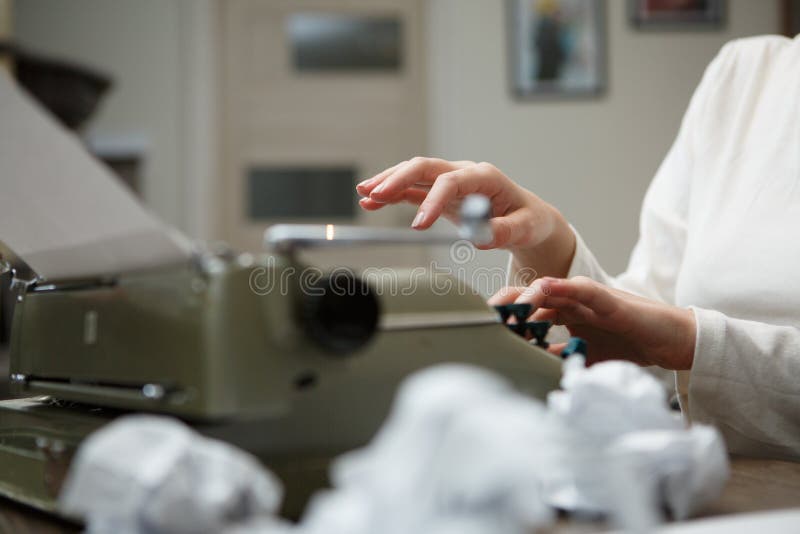 Typewriter with Crumpled Paper Stock Image - Image of print, paper ...