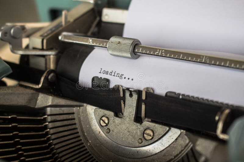 Typewriter Displaying Loading Page Stock Photo - Image of efficiency ...