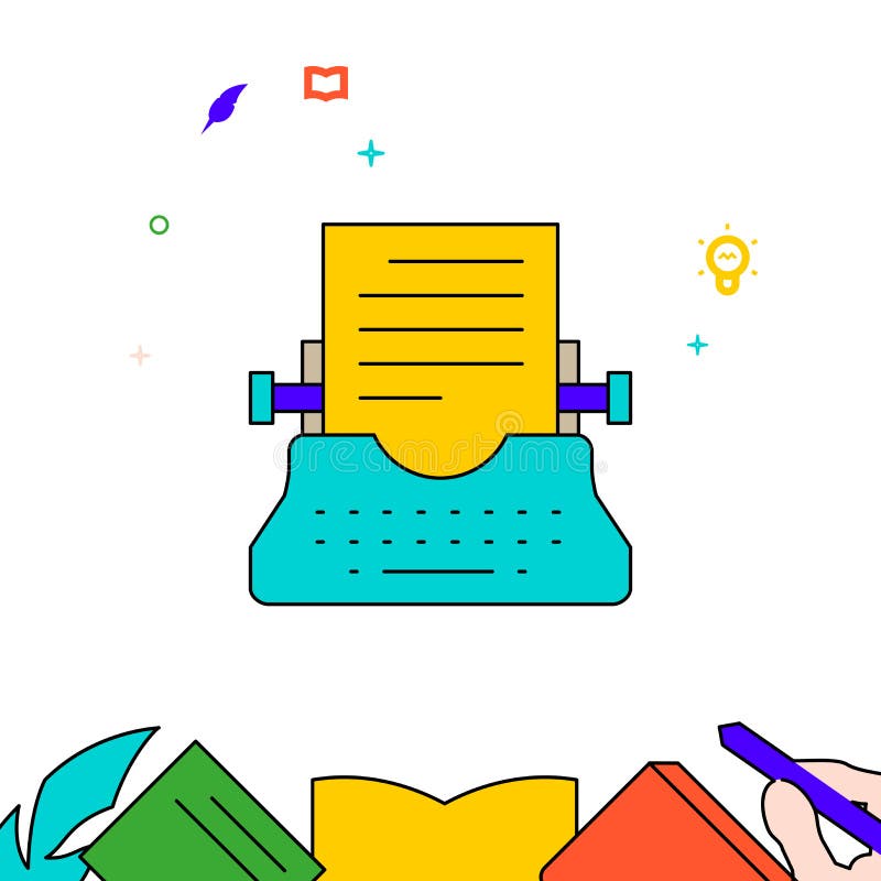 Typewriter Filled Line Icon, Simple Illustration Stock Illustration - Illustration of writer ...