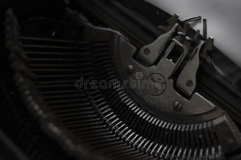 Mechanism of Typewriter Typewriter, Black Background Stock Image ...
