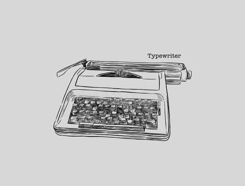 Typewriter, Hand Draw Vector. Stock Vector - Illustration of message ...