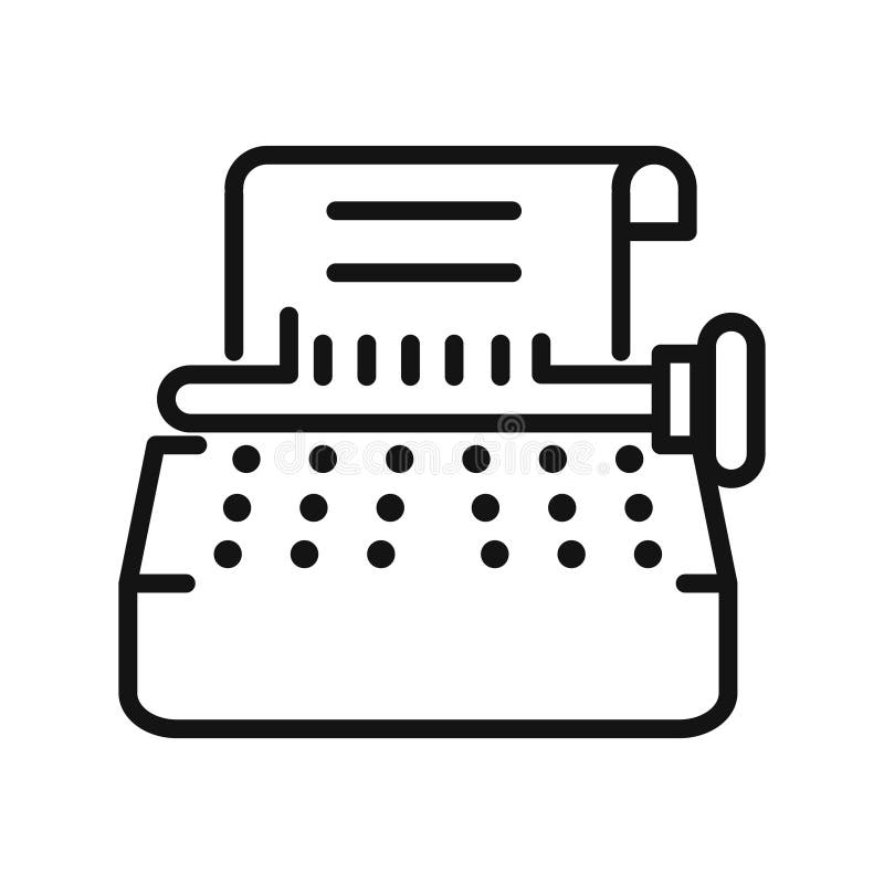 Typewriter Icon Black and White Illustration Stock Vector - Illustration of symbol, company ...