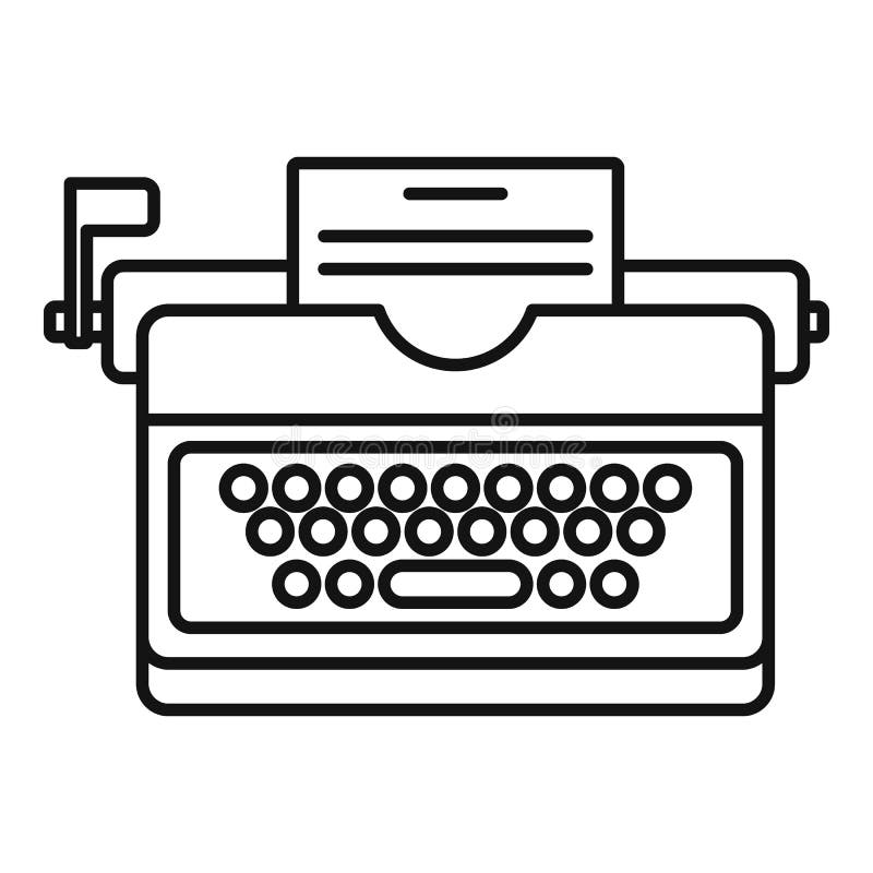 Typewriter Icon, Outline Style Stock Vector - Illustration of blank ...