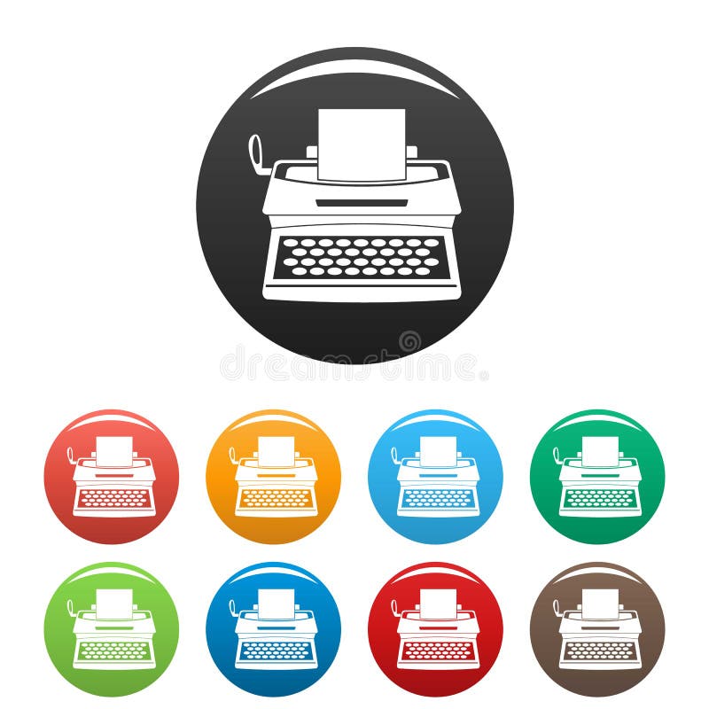 Typewriter icons set color stock vector. Illustration of print - 137284921