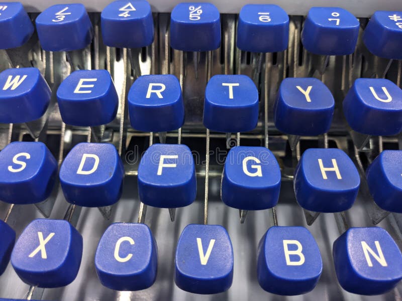 Typewriter Keyboard with Blue Keys Stock Image - Image of screenshot ...
