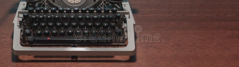 Typewriter Keyboard from Retro Office of 70s Typewriter on Wood Table ...