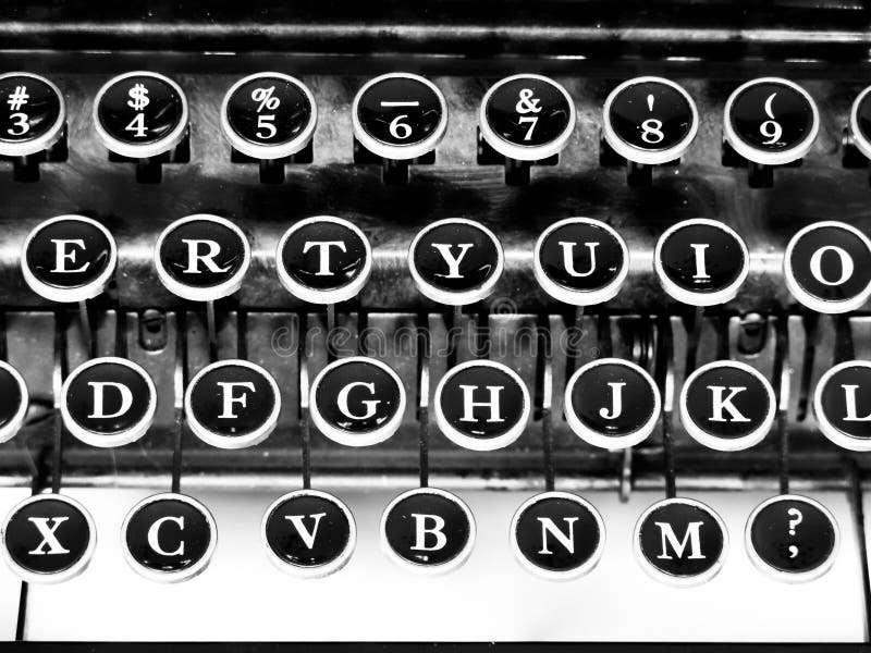 Old Typewriter Keys in Black & White Stock Image - Image of monochrome ...